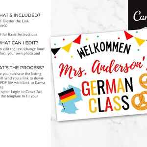 Editable GERMAN Teacher Door Sign, Willkommen Printable, German Class ...