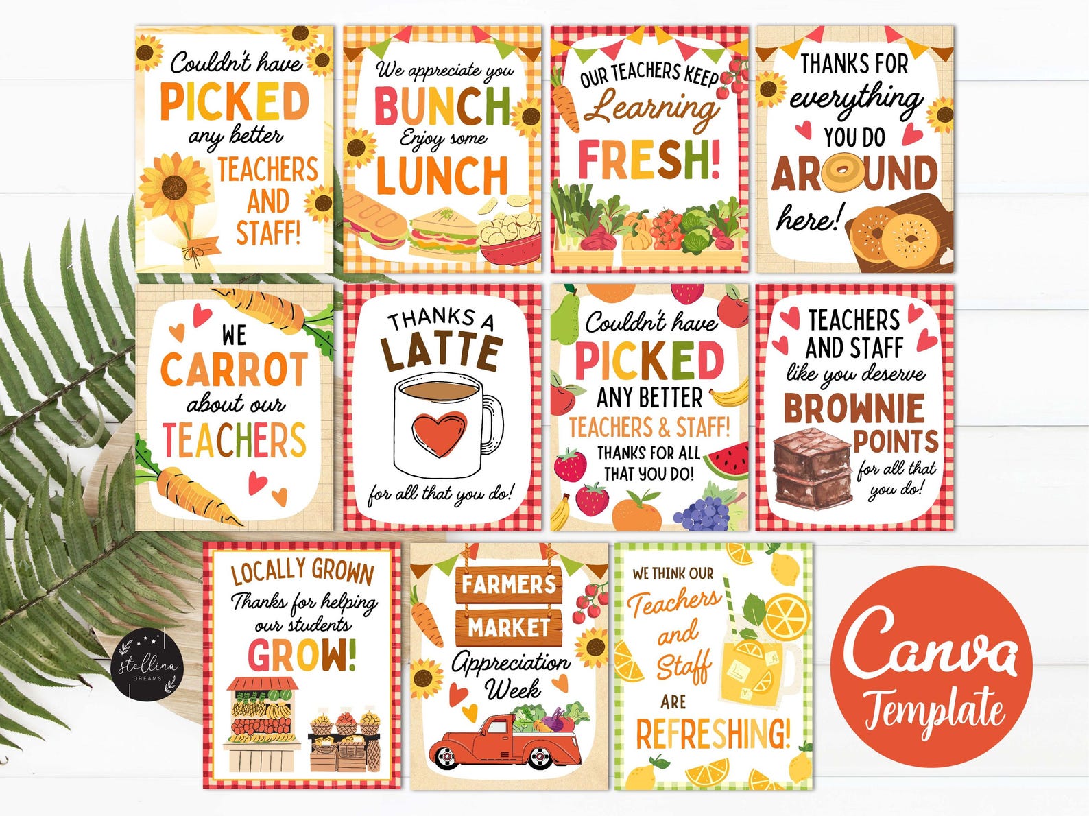 Editable Bundle Farmers Market Theme Teacher and Staff Appreciation ...