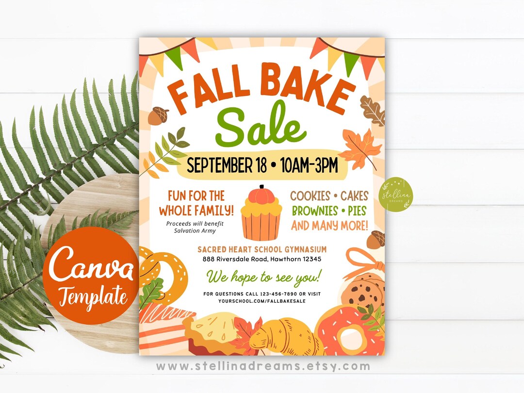 Fall Bake Sale Flyer, Festival Fall Harvest Flyer, Printable Autumn ...