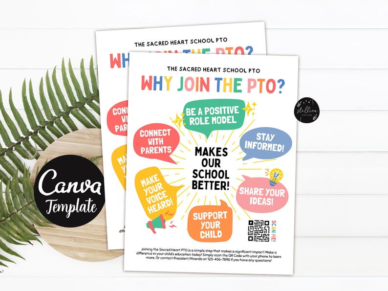 Editable PTO PTA Recruitment Flyer Template: Rainbow Boho Design (CANVA ...