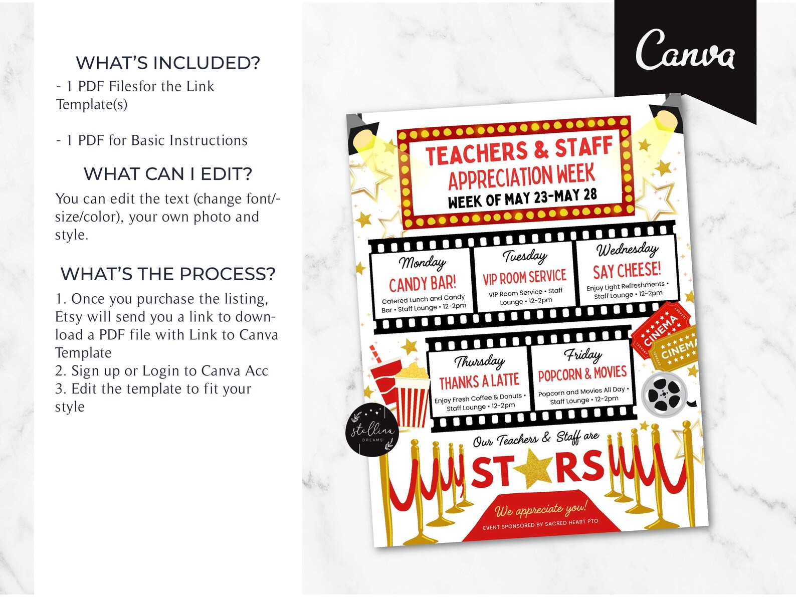 Editable Bundle Teacher Appreciation Movie Themed Decor Posters, Cinema ...