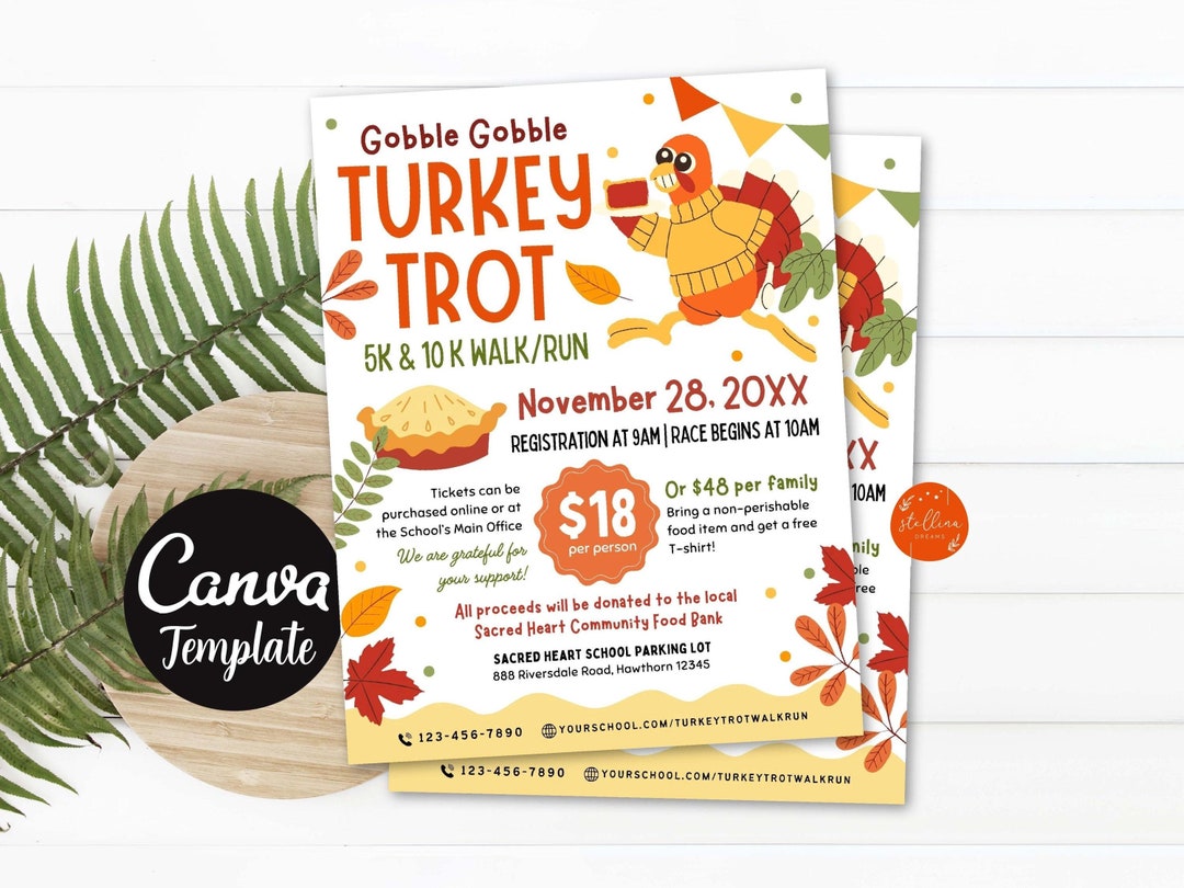 Editable Turkey Trot Flyer/poster Printable Fall Invitation Community ...