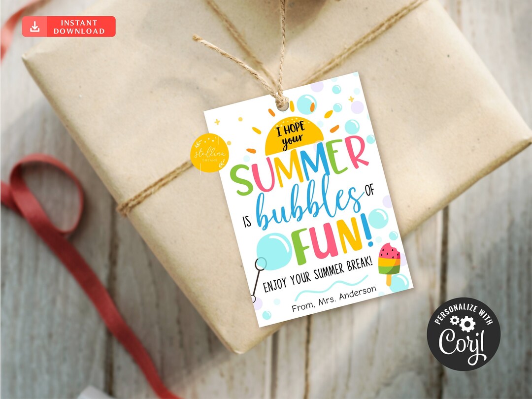 Editable Bubbles of Fun Gift Tag, Last Day of School Pto Pta, Thank You ...
