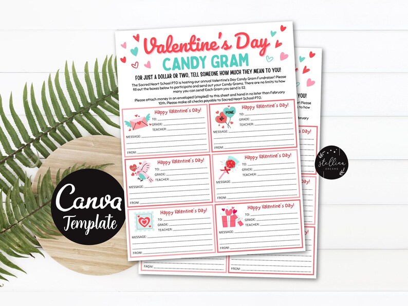 Valentine's Day Candy Gram Flyer: Editable Canva Template (digital ...