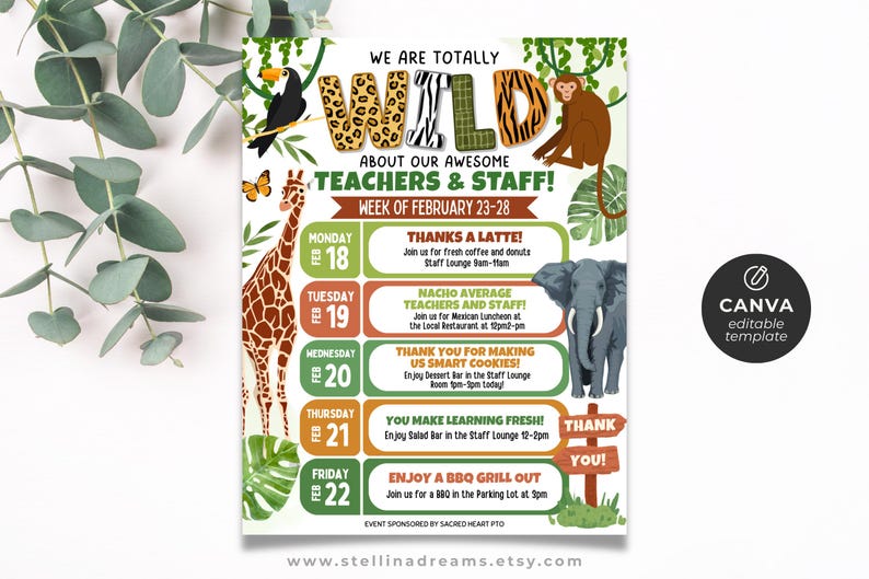 Jungle Teacher Appreciation Week Itinerary | We Are Wild About You ...