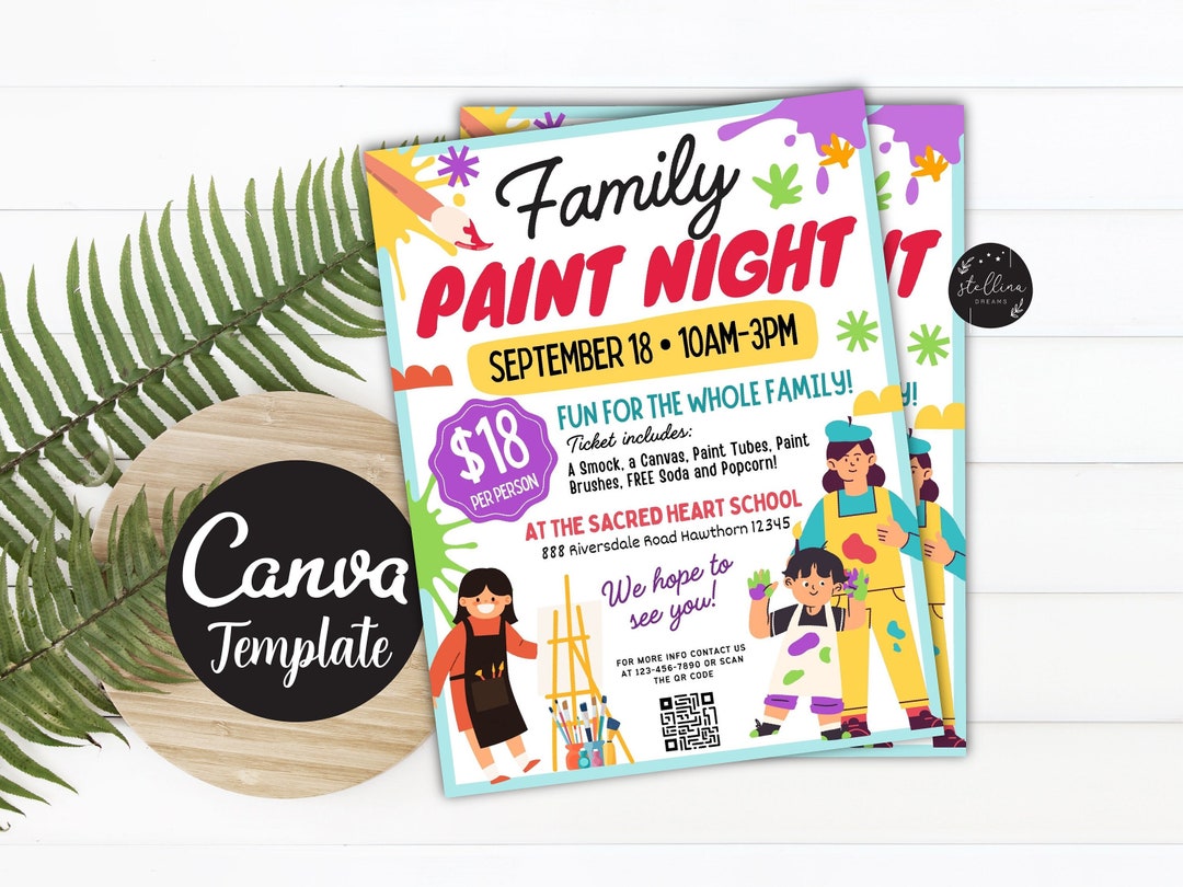 Editable Family Art Night Flyer, School Art Craft Night Festival Flyer ...