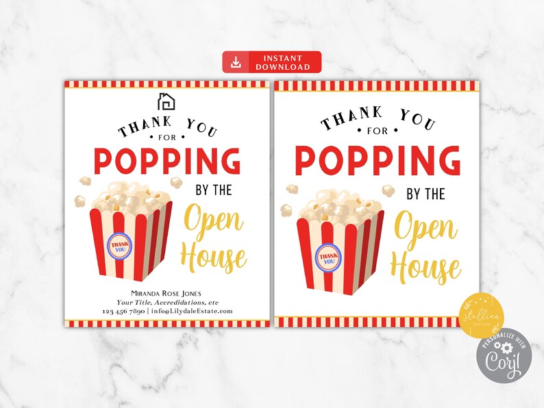 Realtor Open House Popcorn Pop by Tags Real Estate Marketing - Etsy