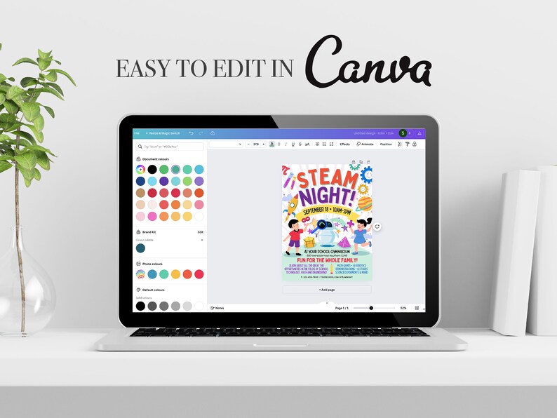 Editable Family STEAM Night Flyer: School Event Canva Template (digital ...