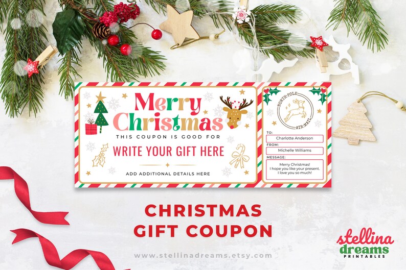 Christmas Coupon Template, Editable Canva Gift Voucher, Printable ...