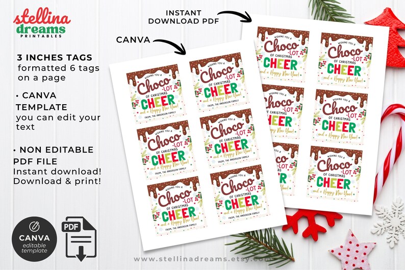 Christmas Chocolate Gift Tags, Thanks a Choco-lot, Teacher Staff ...
