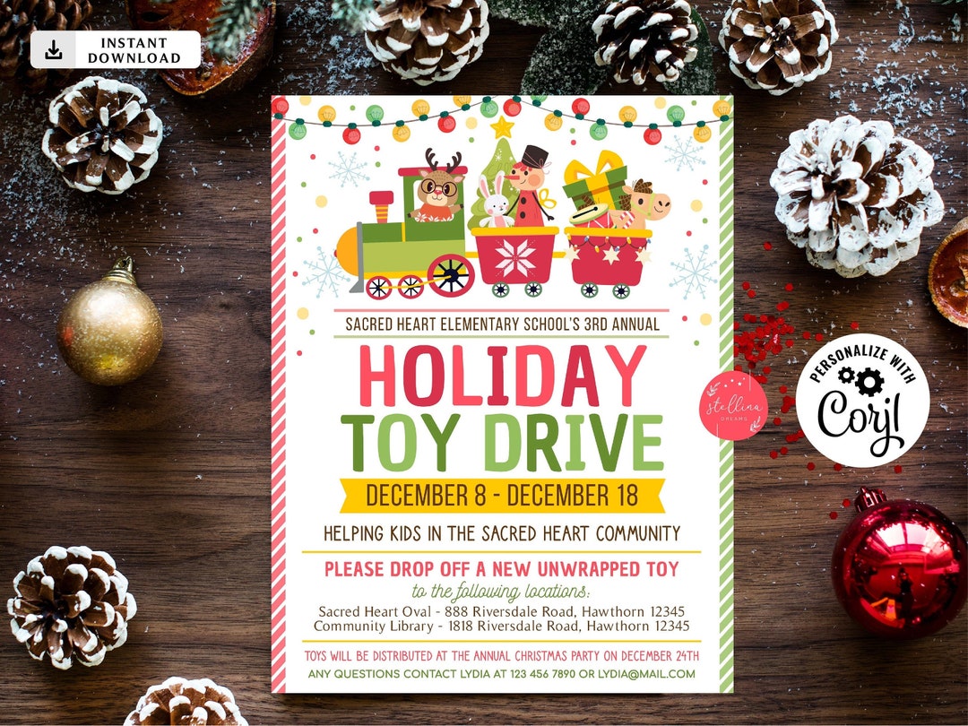 EDITABLE Holiday Toy Drive Flyer, Printable PTA PTO Flyer, School ...