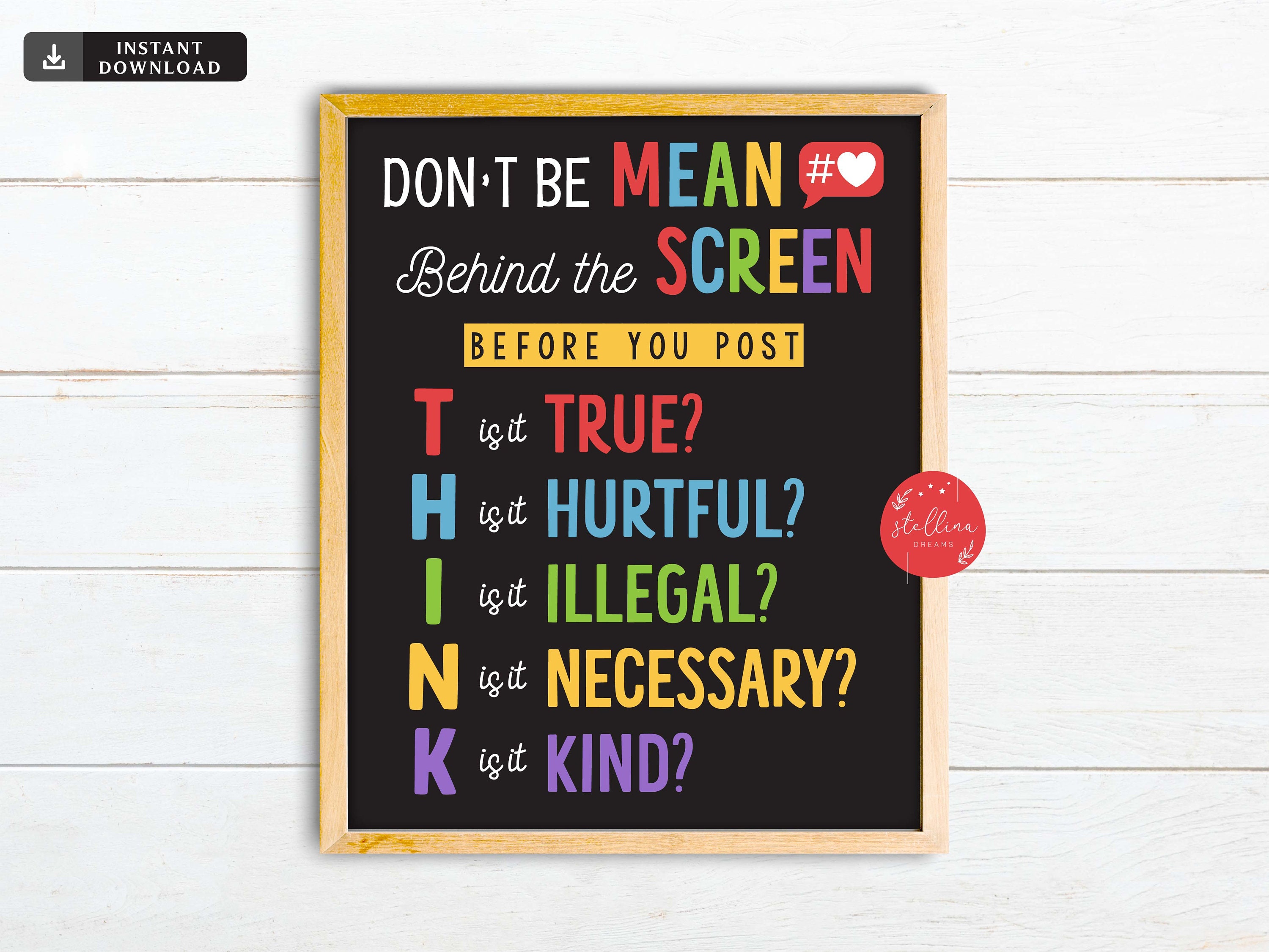 Anti Cyber Bully Poster Classroom Decor Computer Lab Poster - Etsy