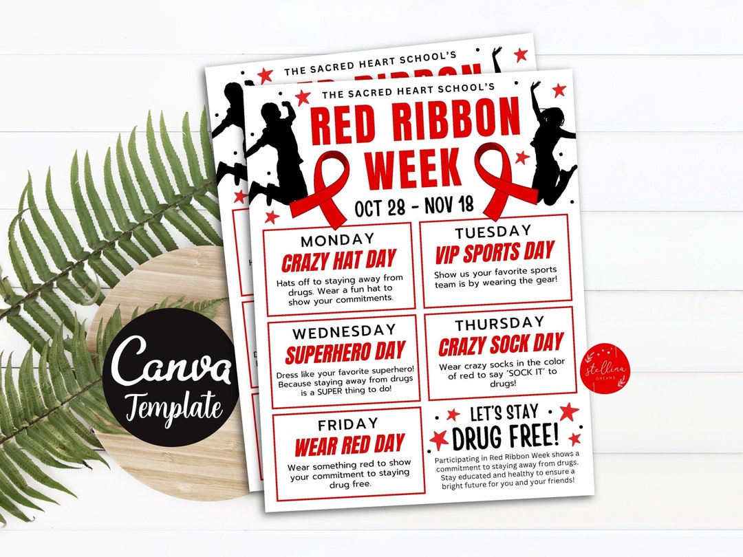 EDITABLE Red Ribbon Week Itinerary Schedule, Daily Weekly Calendar ...