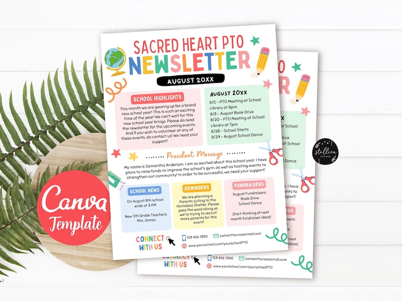 Editable PTO PTA Newsletter Template: Parent Communication Flyer (CANVA ...