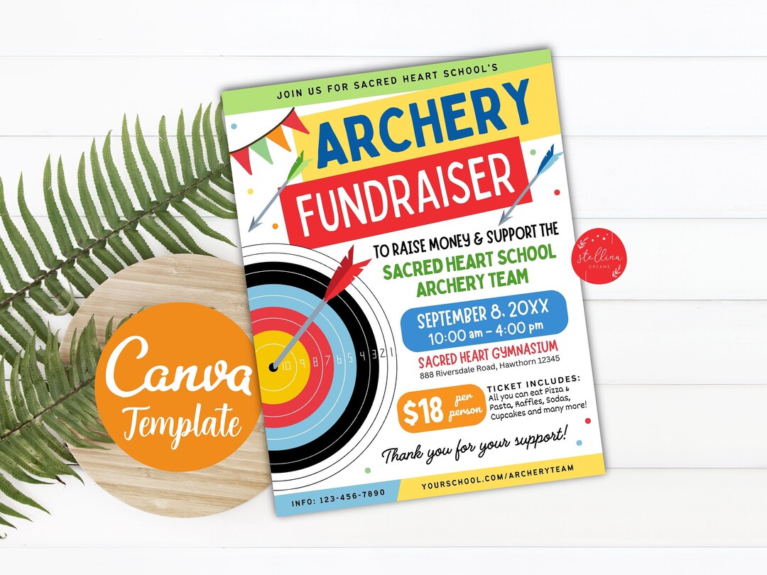 Editable Archery Fundraiser Flyer, Printable PTA PTO Flyer, School ...