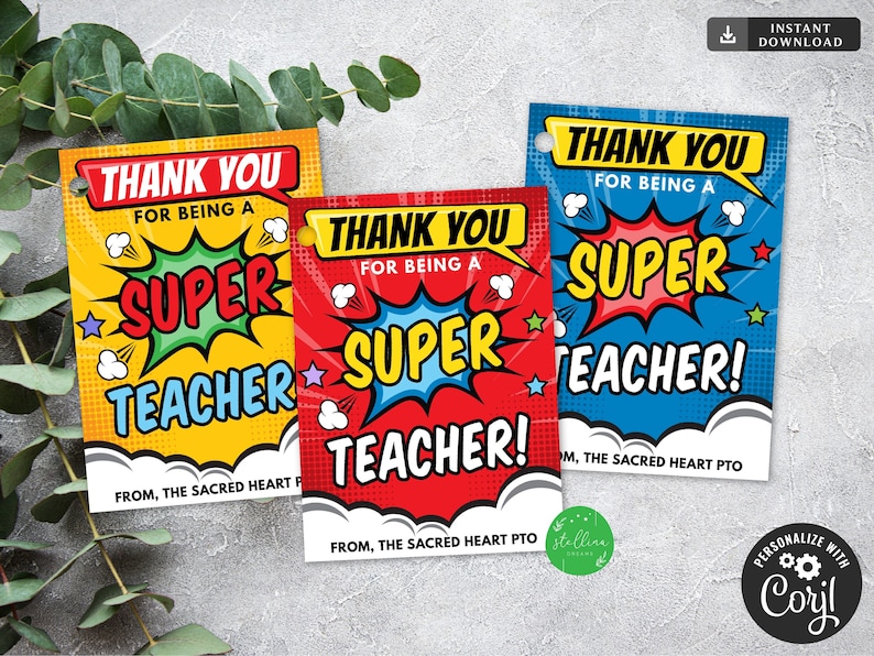 Superhero Favor Tags, Printable Superhero Gift Tag, Teacher ...