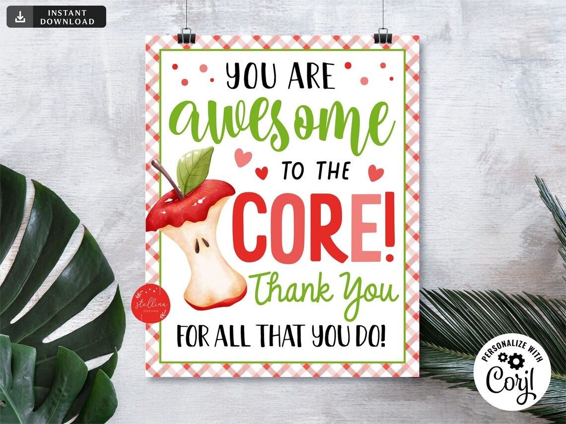 You Are Awesome to the Core Apple Sign Staff Teacher - Etsy