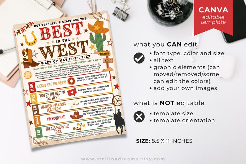 Western Teacher Appreciation Week Take Home Sheet | Wild West Them ...