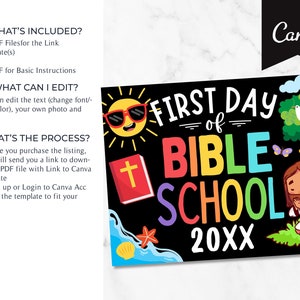 EDITABLE First Day of Bible School Sign Printable Instant Download ...