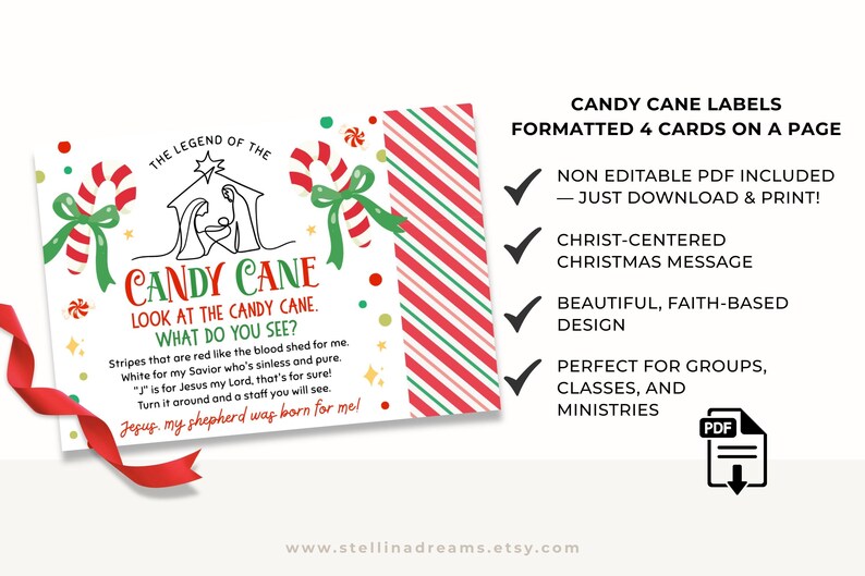 Legend of the Candy Cane Gift Tags | Religious Candy Cane Poem ...