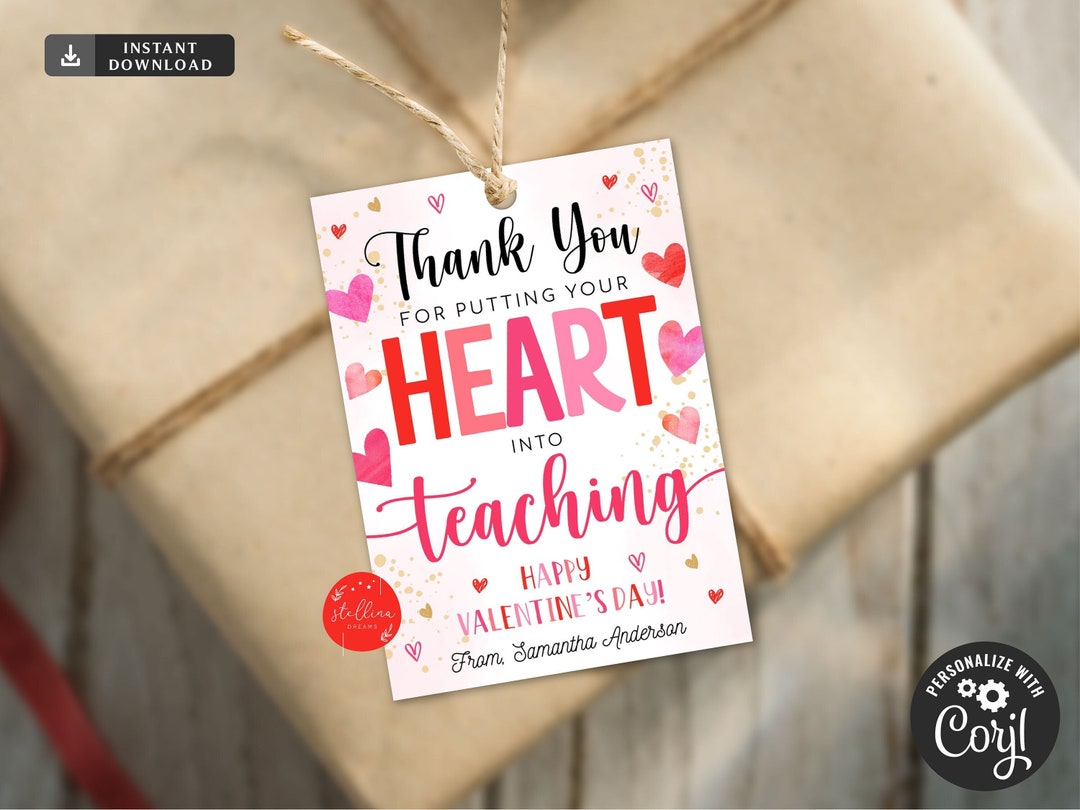 Editable Teacher Valentine's Day Thank You Gift Tags, Thanks for ...