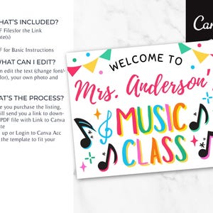 Editable Music Teacher Classroom Door Sign, Classroom Decor, Custom ...