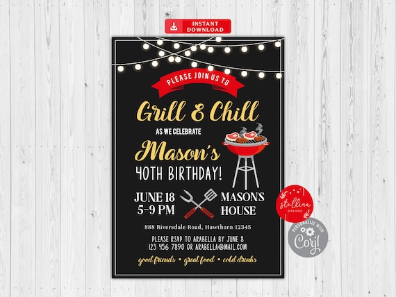 Grill and Chill Invitation Company Family Picnic BBQ - Etsy