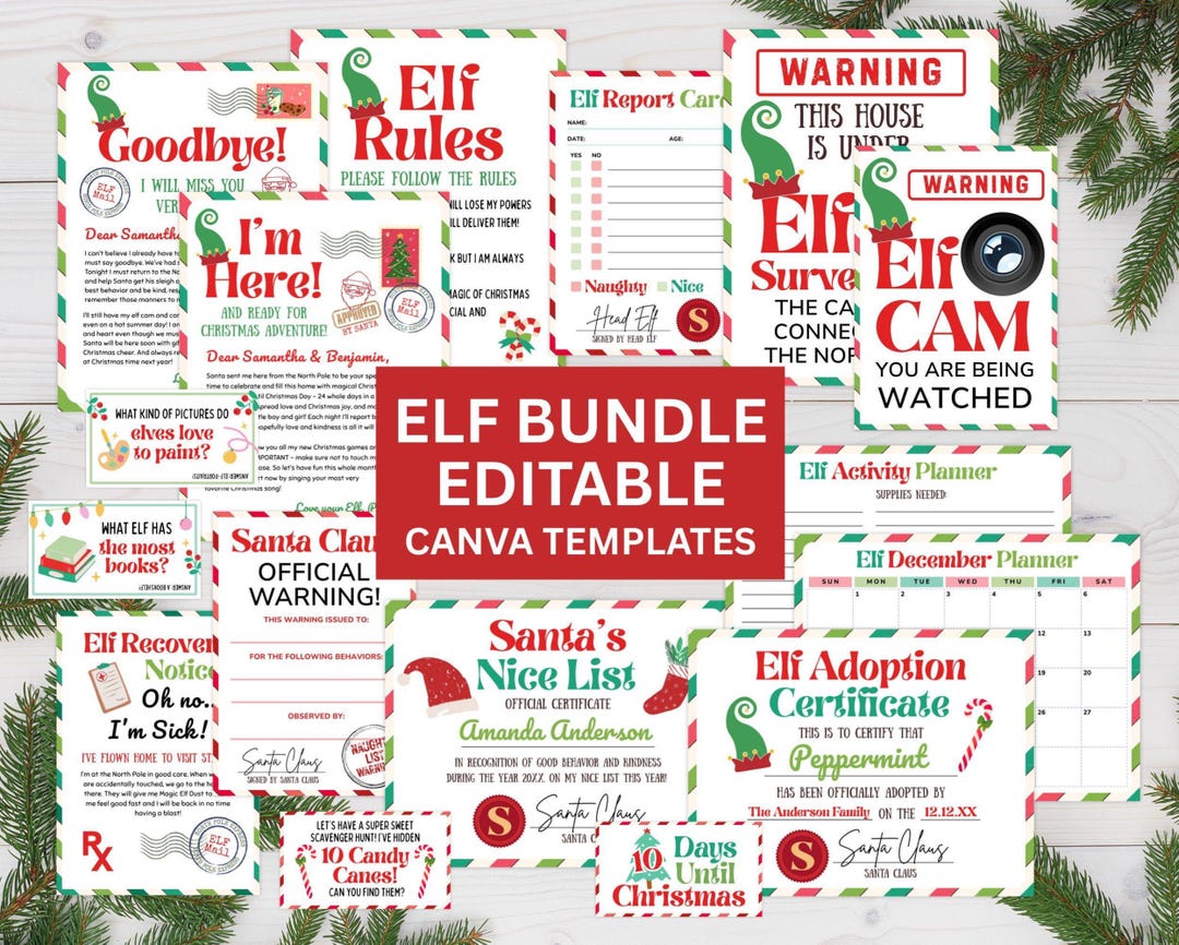 Editable Elf Printable Bundle: Letters, Jokes, Report Card (CANVA ...