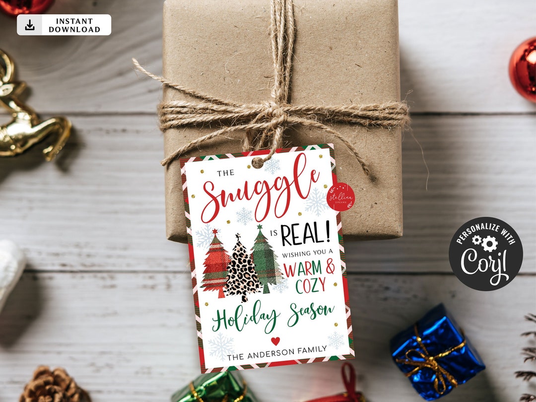EDITABLE the Snuggle is Real Christmas Gift Tags, Secret Santa, Office ...