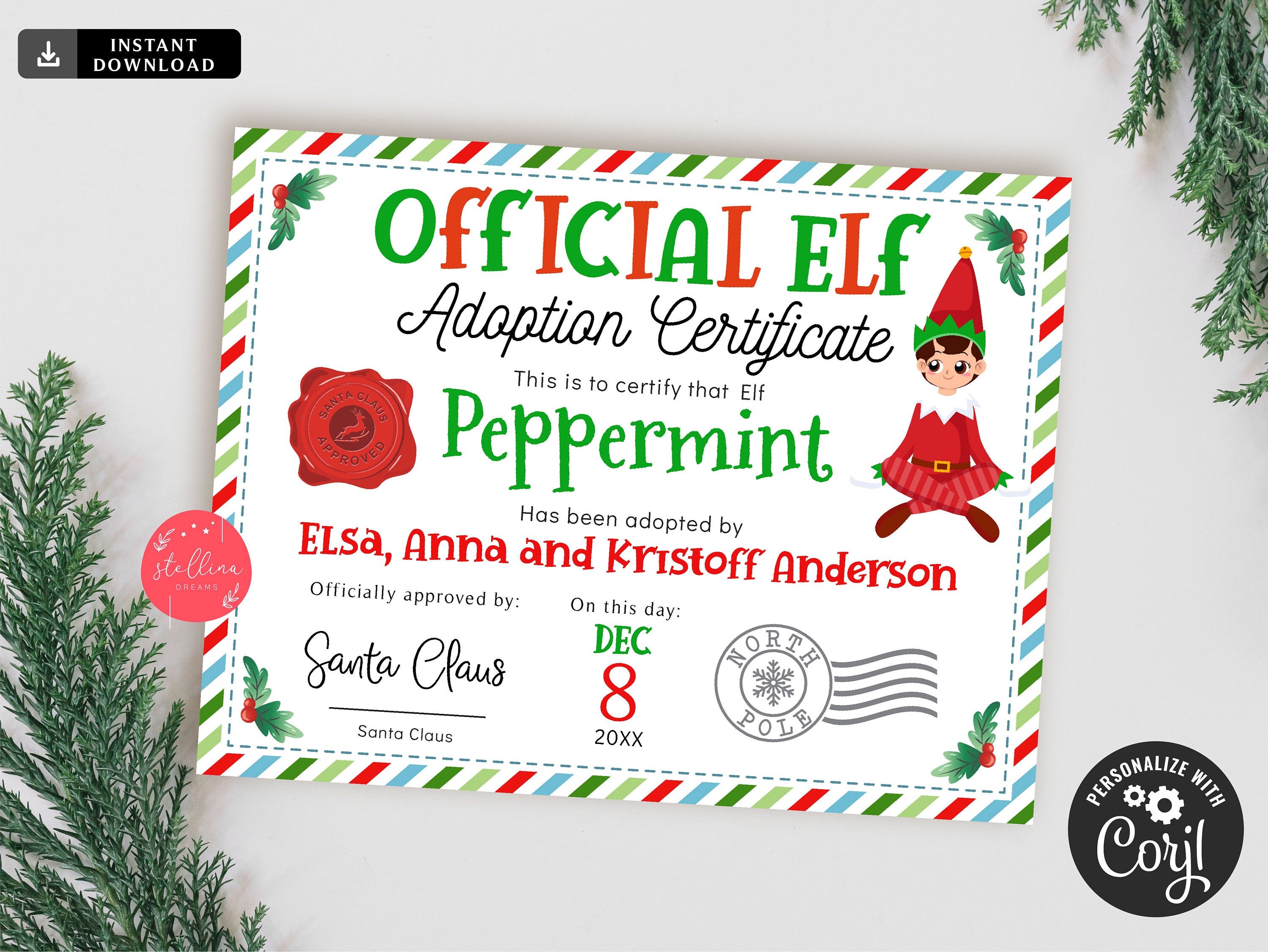 EDITABLE Elf Adoption Certificate Elf Report Card Elf - Etsy Australia