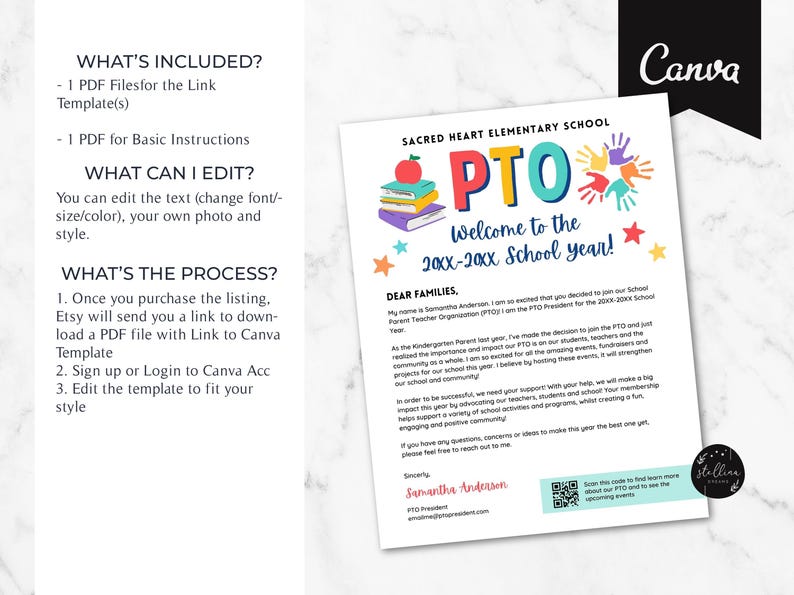 Editable PTO Welcome Letter: Back to School Flyer (CANVA Template) - Etsy
