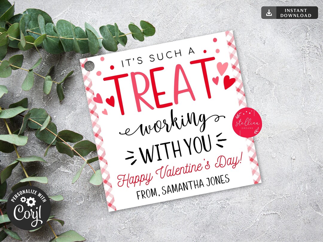 Coworker Valentine's Tag, Such A Treat Working With You Valentine's Day ...