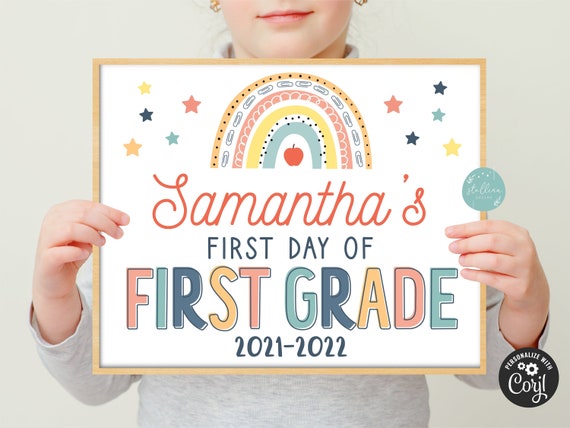 Rainbow Boho First Day of First Grade Sign First Day of - Etsy