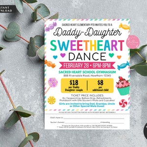 Daddy Daughter Candy Themed Sweetheart Dance, School Dance Flyer Party ...
