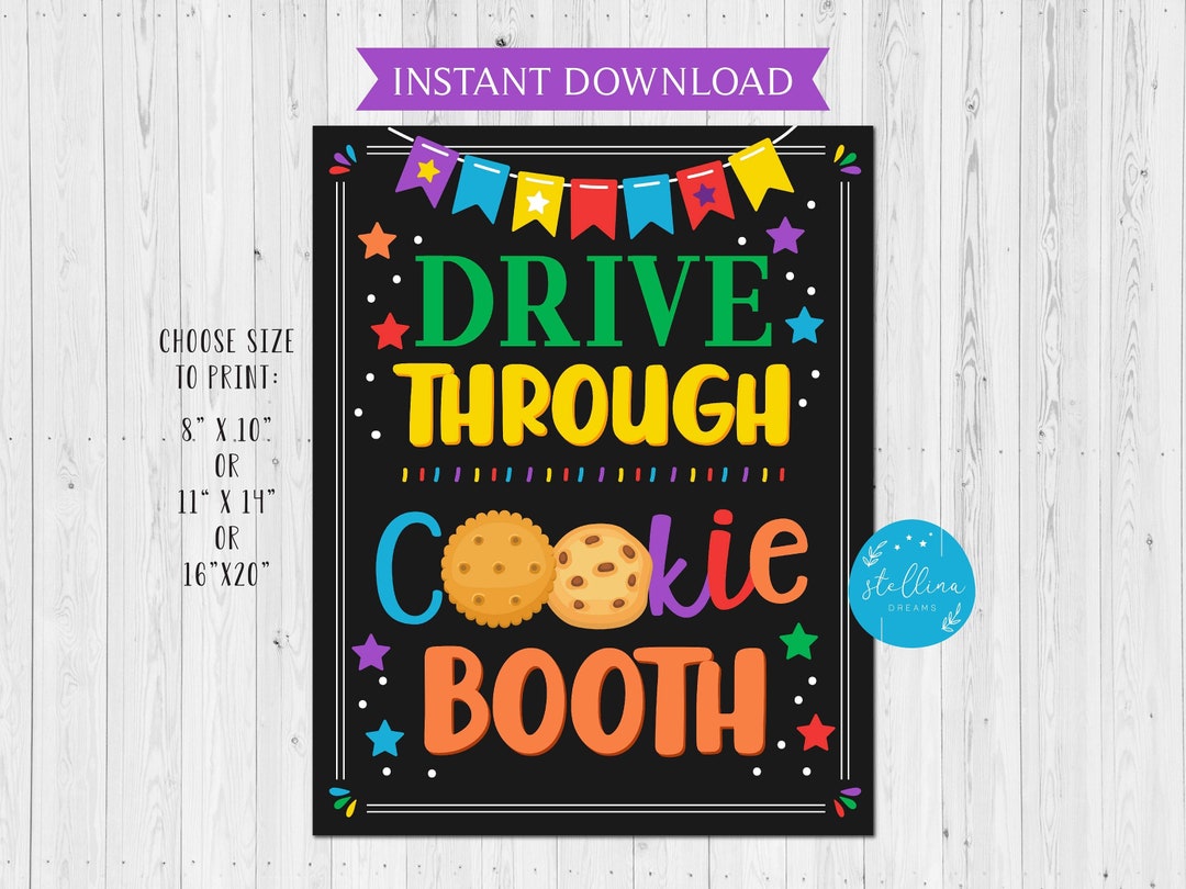 Drive Thru Cookie Booth Sign Printable, Stop Cookies for Sale, Cookie ...