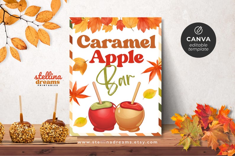 Caramel Apple Bar Sign & Food Tent Labels | Fall Appreciation Party ...