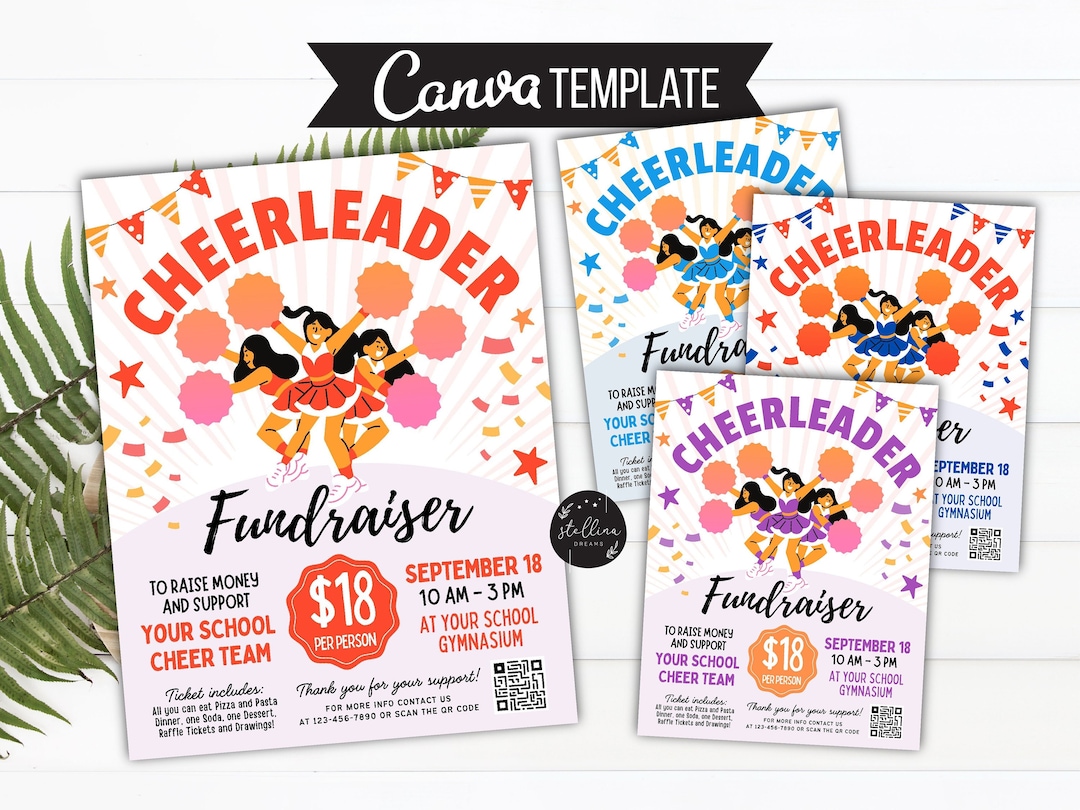 Editable Cheerleader Fundraiser Flyer, Printable PTA PTO Flyer, School ...