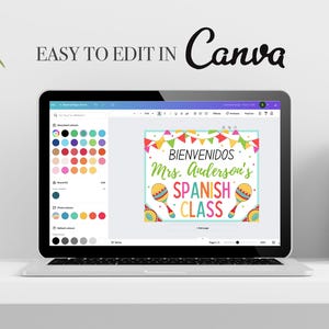 Editable Spanish Teacher Classroom Door Sign: Printable Decor (CANVA ...
