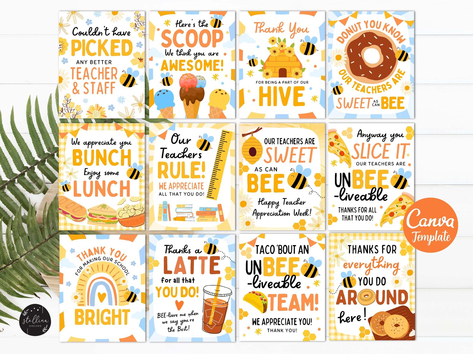 Editable Bundle Bee Themed Teacher Appreciation Week Itinerary Sweet as ...