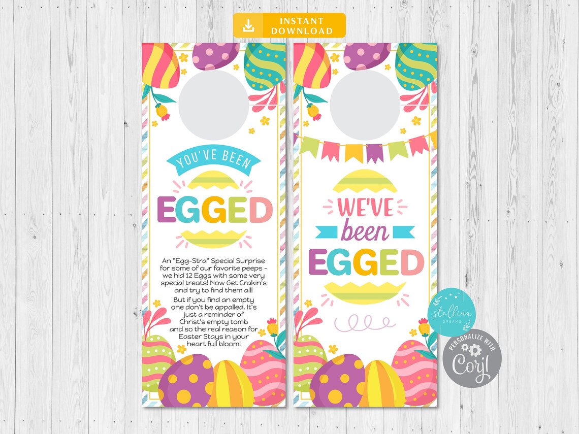 You've Been Egged Door Hangers, Easter Egg Hunt Sign Kit, Easter ...