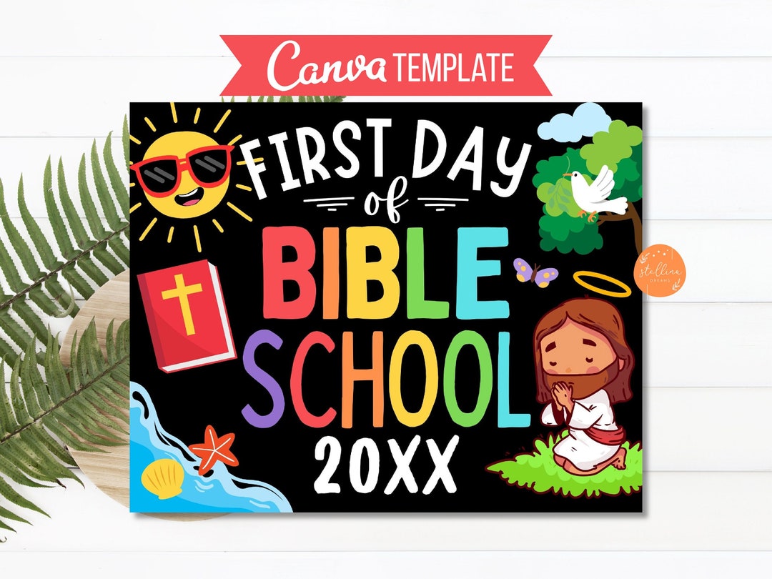 EDITABLE First Day of Bible School Sign Printable Instant Download ...