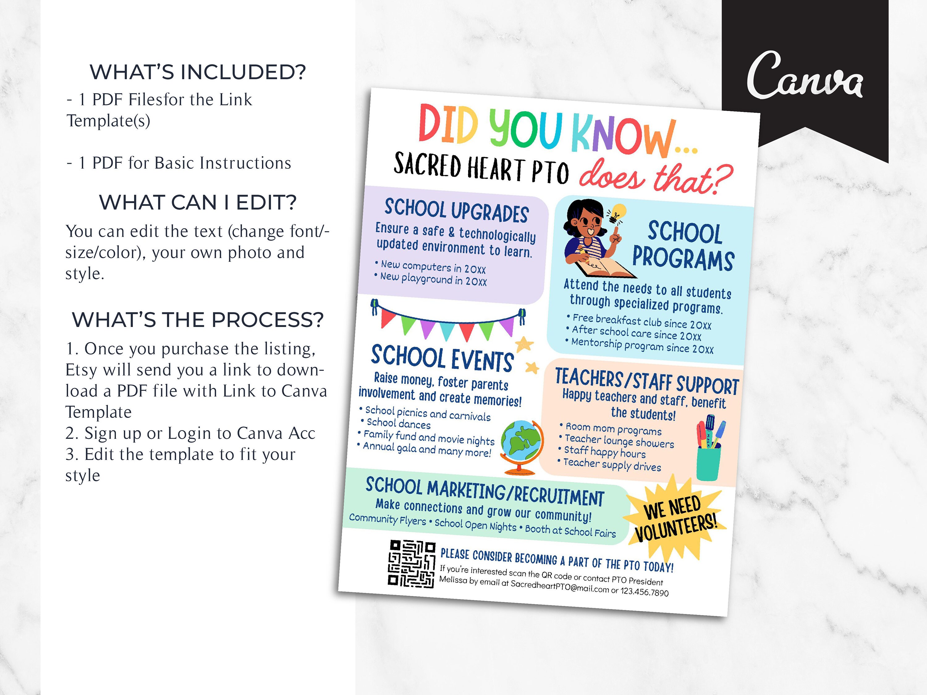 Editable PTO PTA Flyer: Why Donate Canva Template (digital Download ...