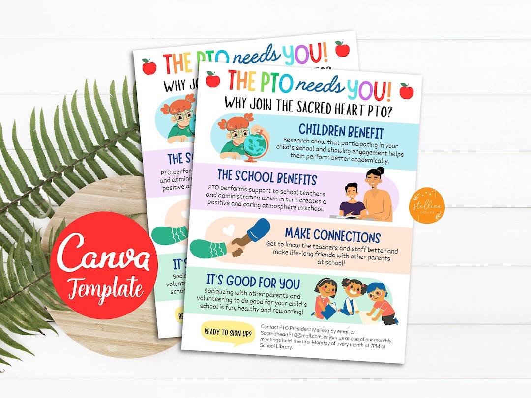 Editable PTO PTA Recruitment Flyer, Printable Handout, School ...