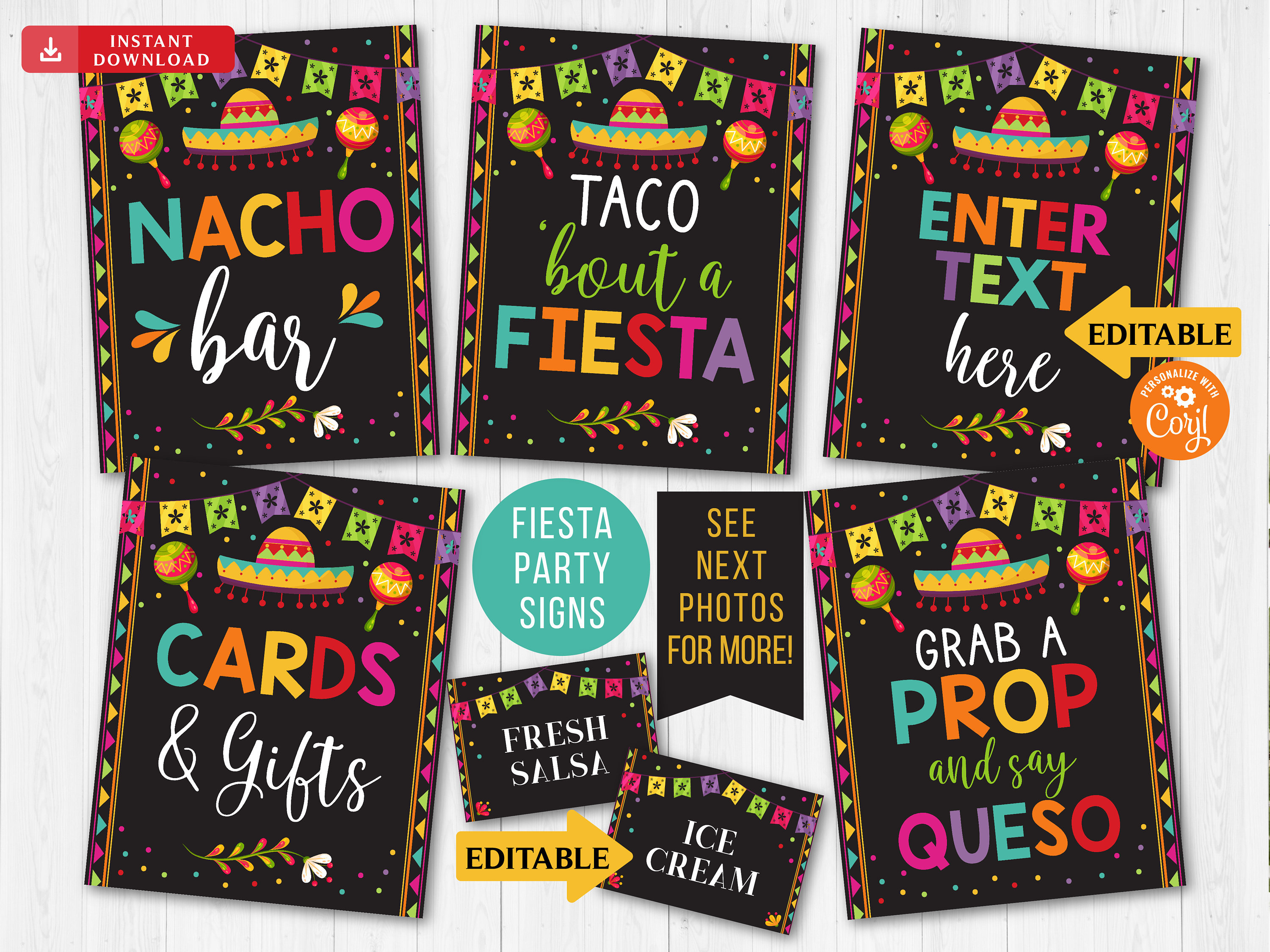 Editable Fiesta Signs Printable Mexican Theme Party Decor - Etsy Australia