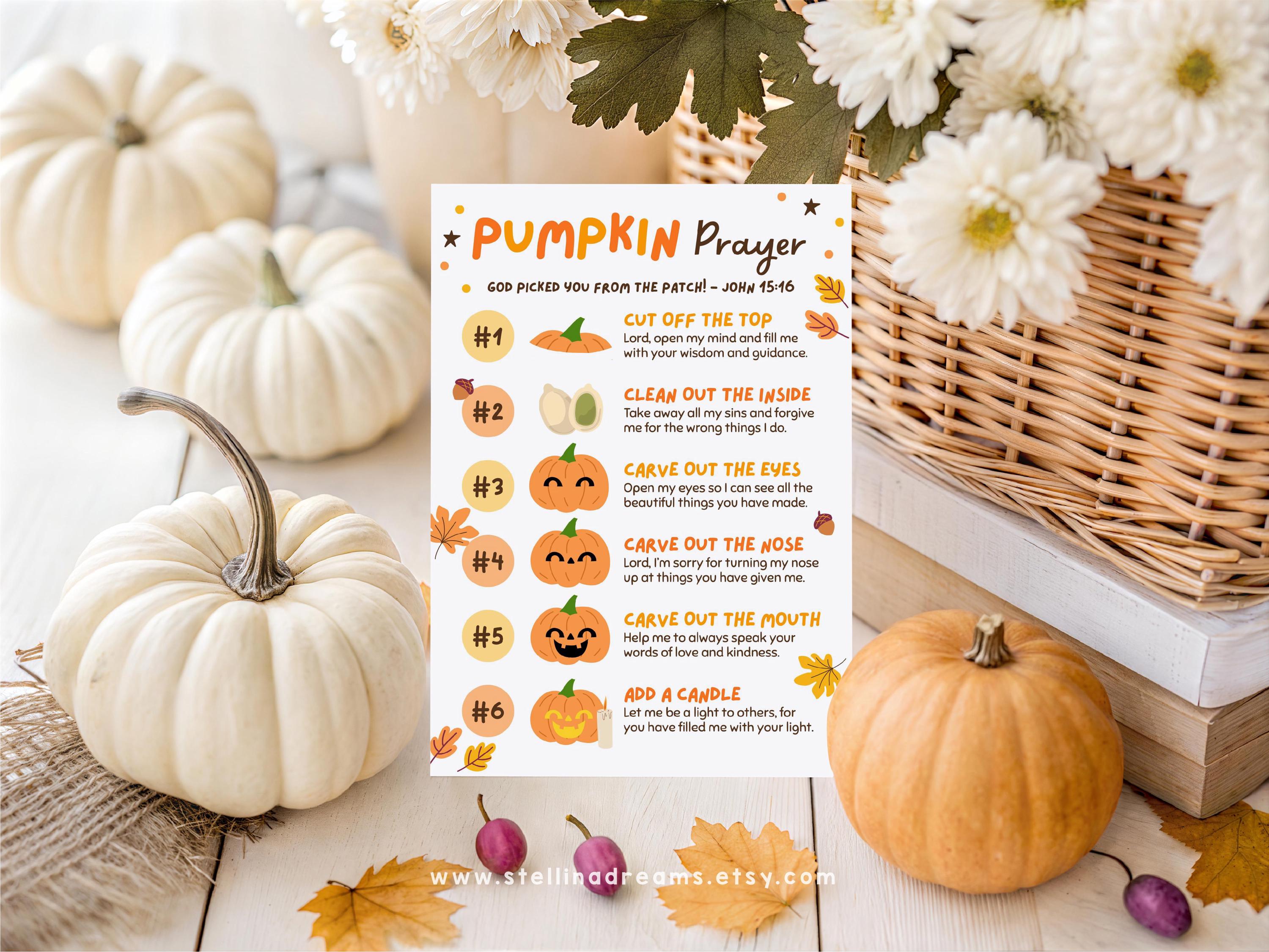 Pumpkin Carving Christian Halloween Activity, Pumpkin Prayer Handout ...