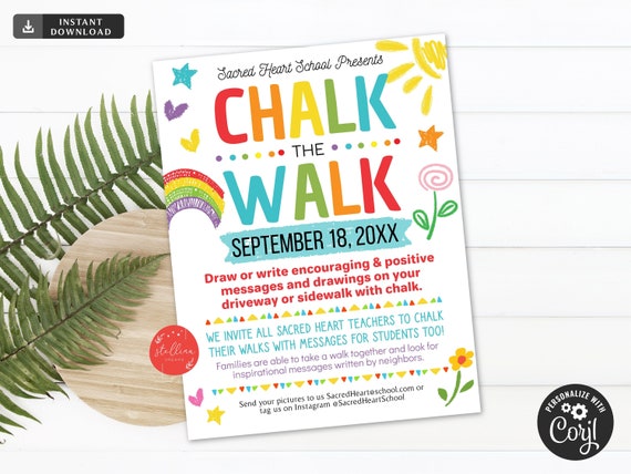 EDITABLE Chalk the Walk Flyer Homeschool Social Connection - Etsy