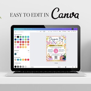 Editable Designer Bag Bingo Night Flyer, Womens Fundraiser CANVA ...