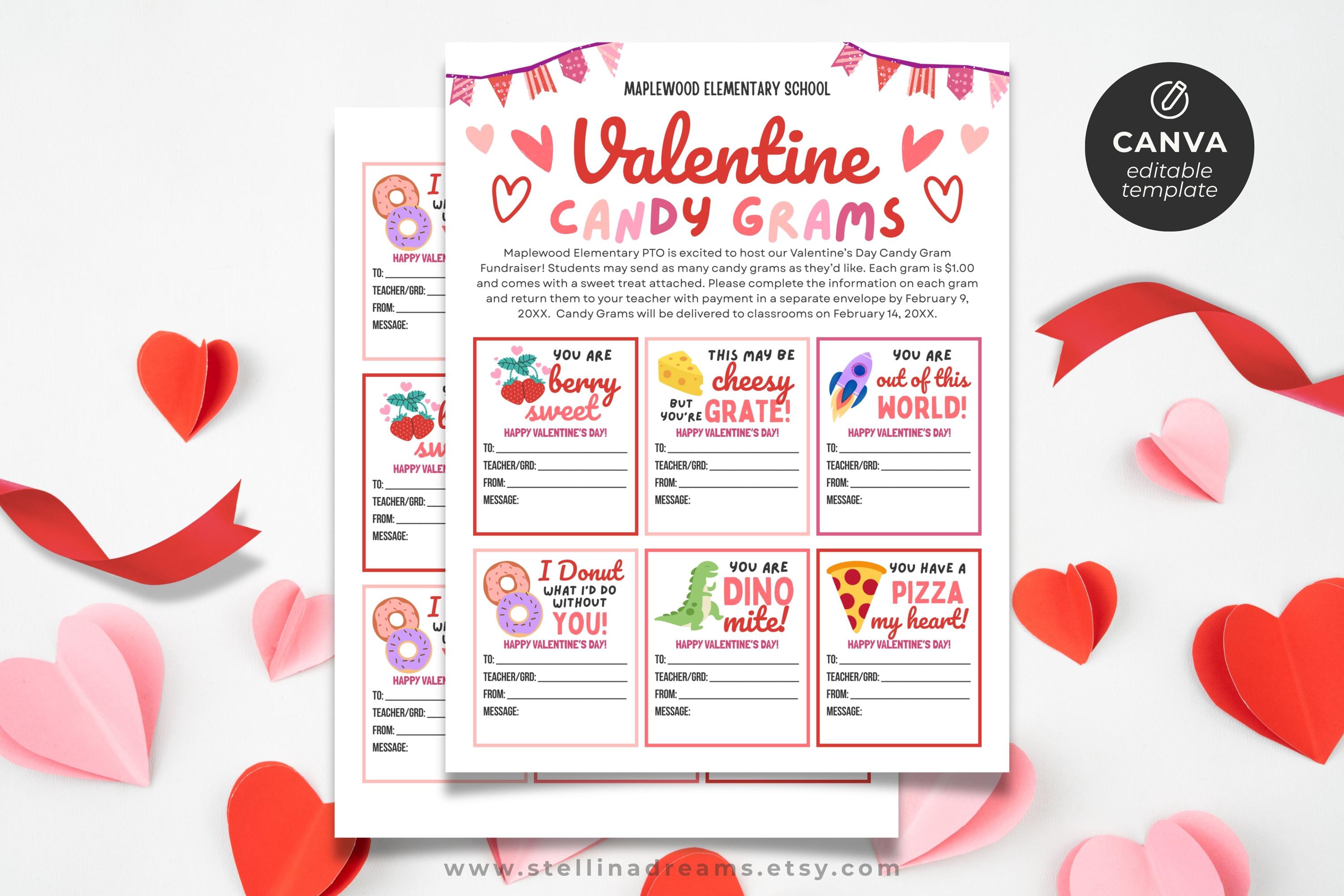 Valentine Candy Grams Flyer | School PTA PTO Fundraiser Flyer ...