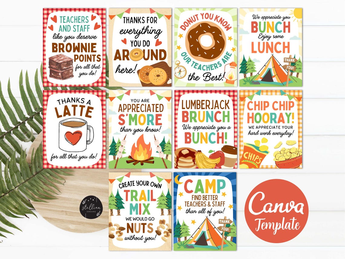 Editable Bundle Camp Theme Teacher Appreciation Itinerary Adventure ...