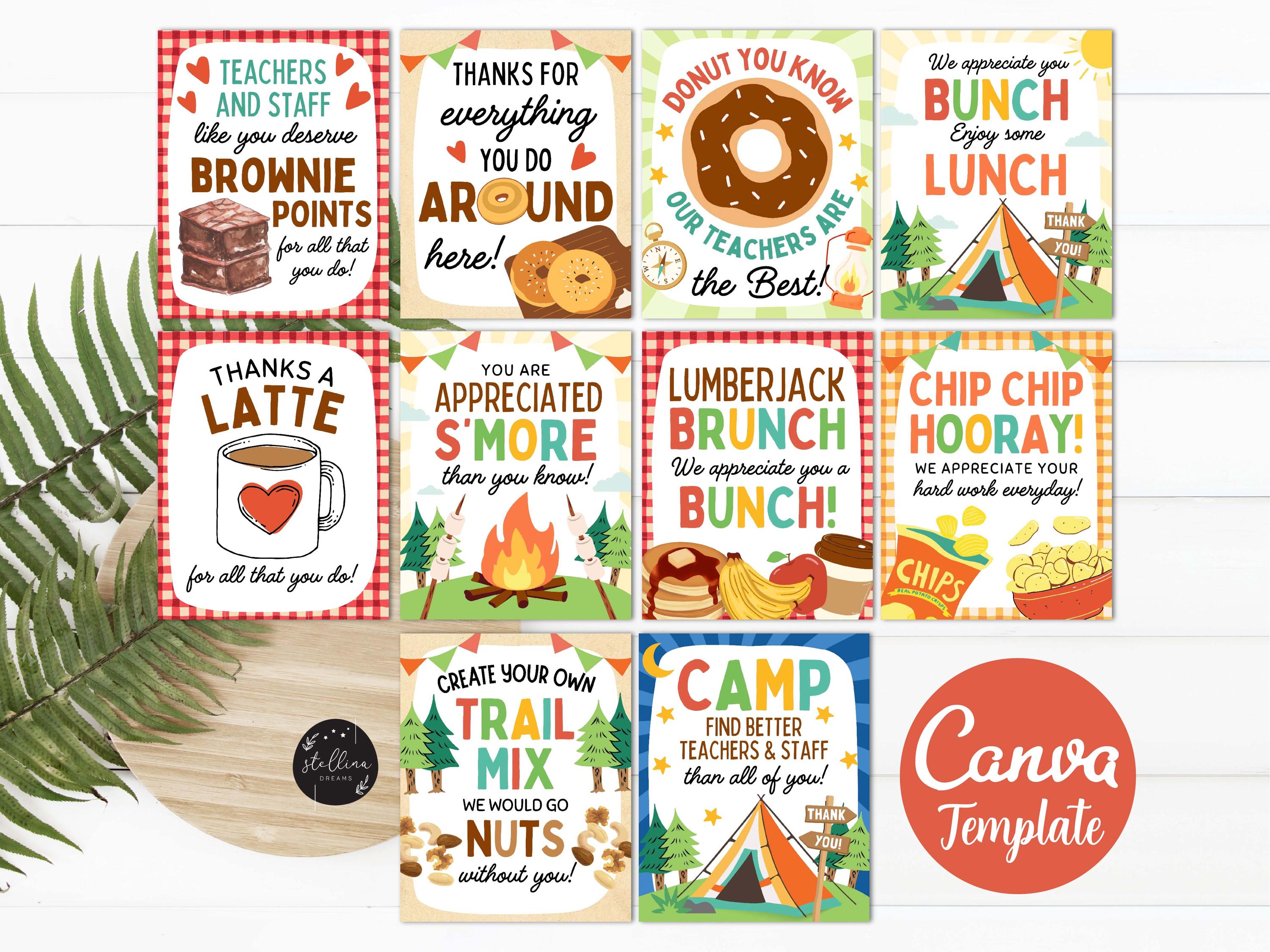 Editable Bundle Camp Theme Teacher Appreciation Itinerary Adventure ...
